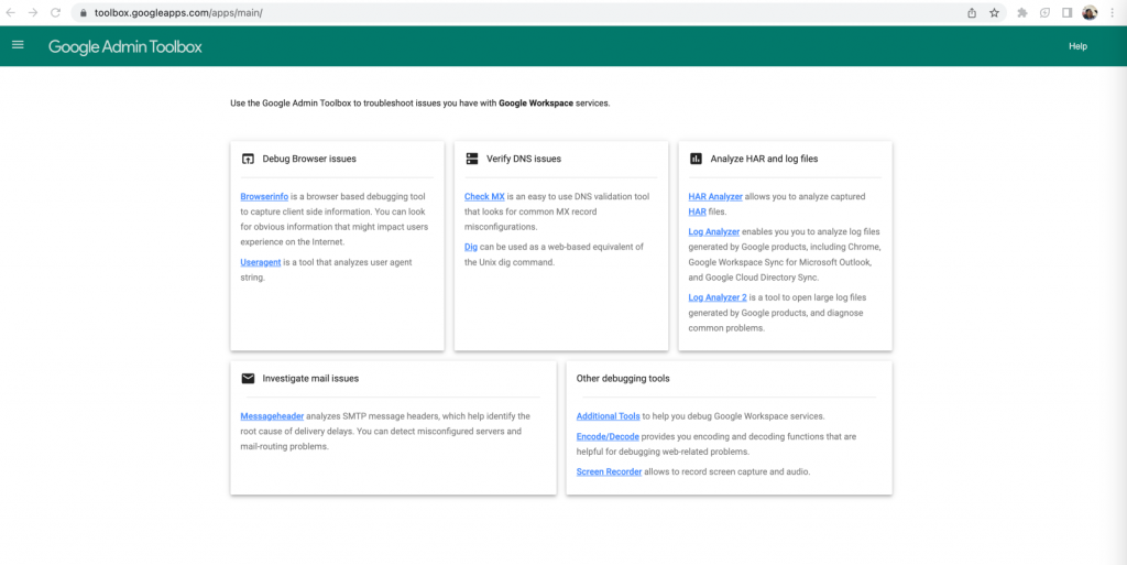 Google admin toolbox – công cụ chuẩn đoán Google workspace – HỗtrợGoogle.vn