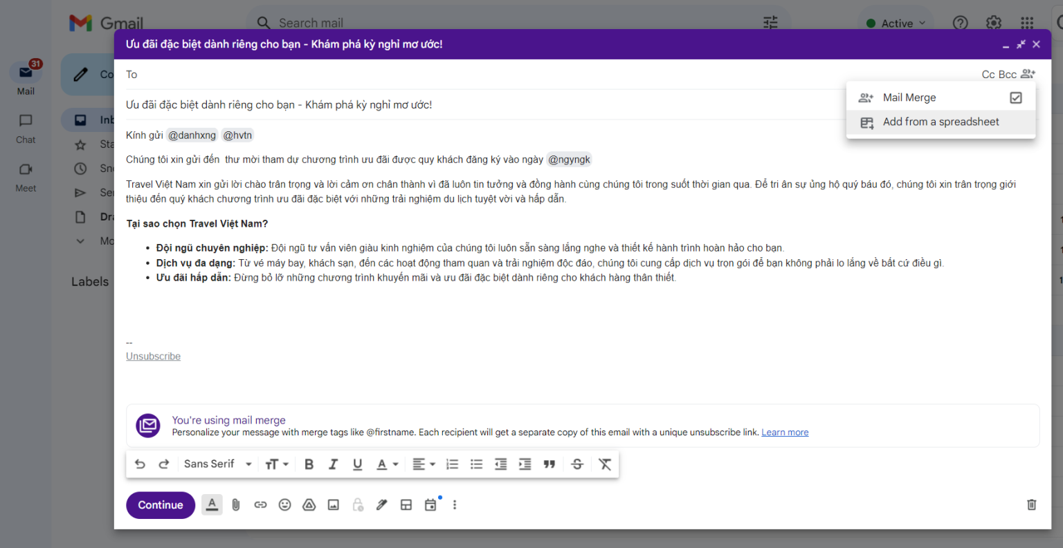 Gửi email cá nhân hóa dễ dàng với tính năng Trộn thư/Mail merge ...